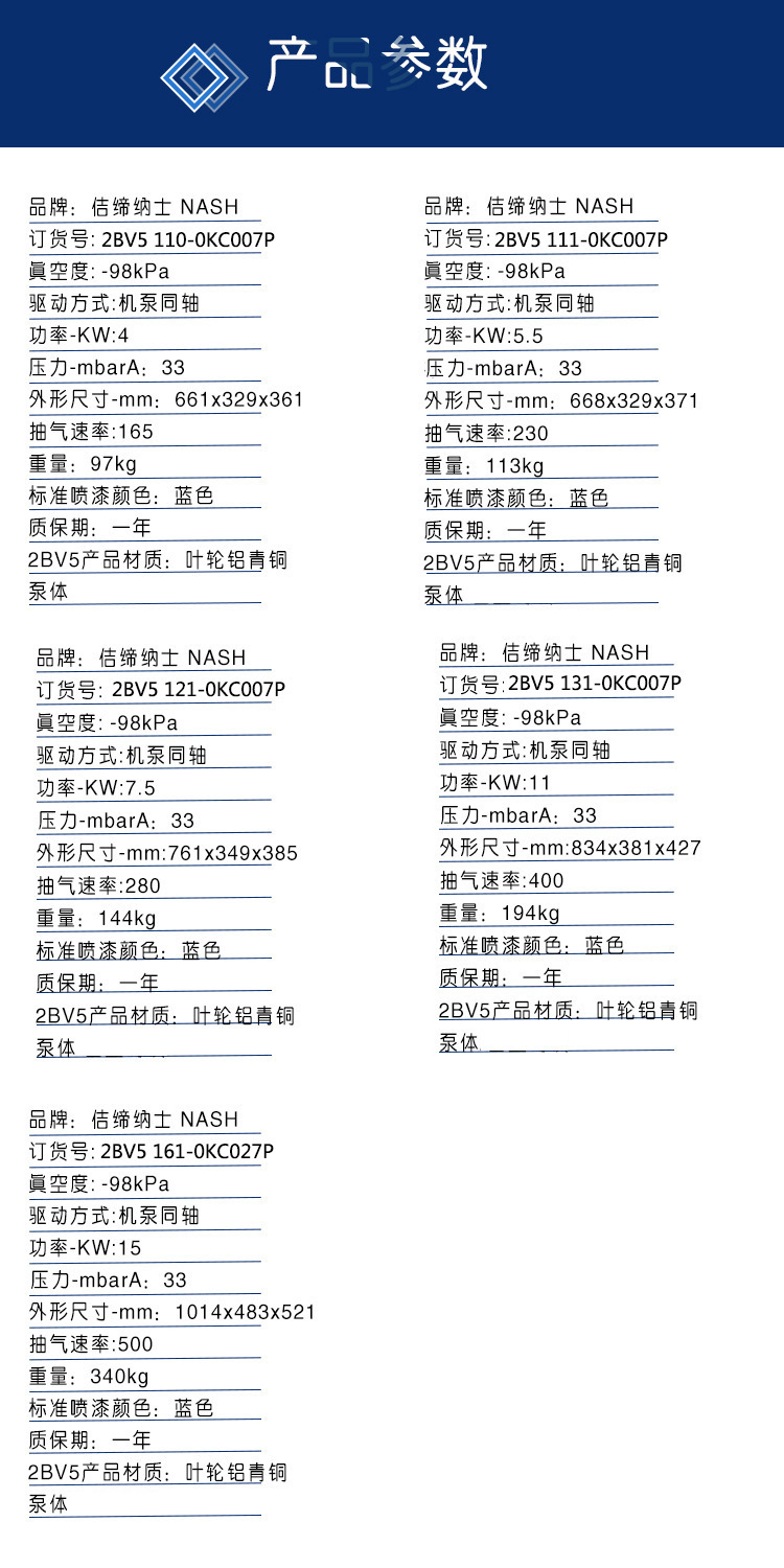 NASH佶缔纳士水环式真空泵 2BV5111消毒负压系统小型电机铜泵叶涡-阿里巴巴