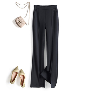 开叉喇叭裤2025年春秋新款喇叭裤女高腰修身弹力显瘦休闲裤HZ0684-阿里巴巴