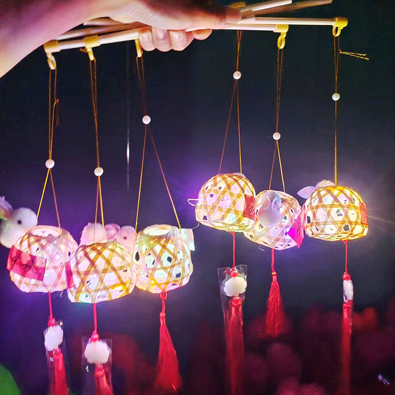 竹编古风灯笼中秋节灯笼手提发光迷你花灯儿童手工diy竹编小灯笼-阿里巴巴