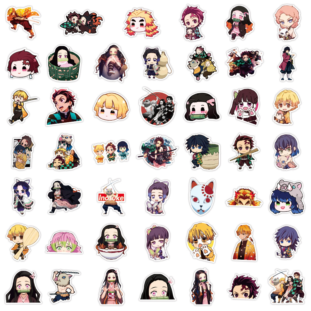 50-100张动漫鬼灭之刃涂鸦贴纸行李箱笔记本电脑手机贴纸贴画-阿里巴巴