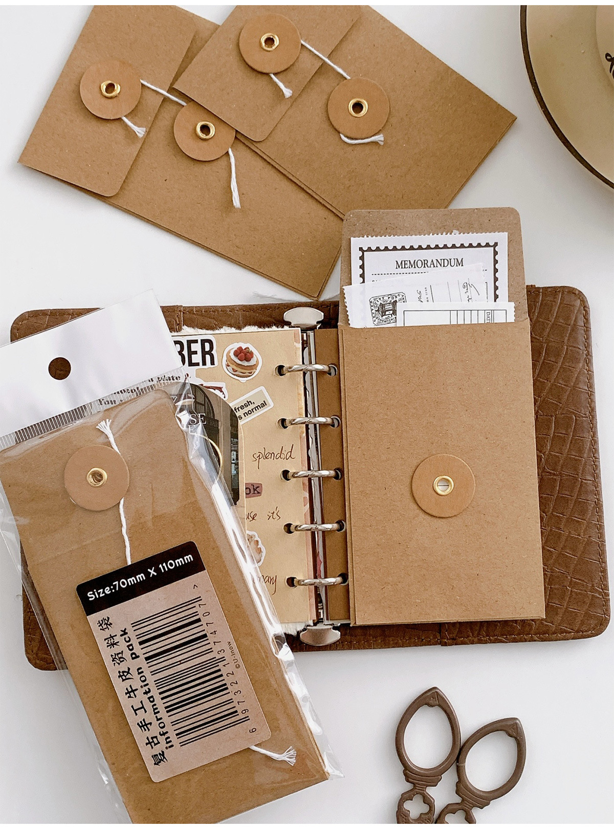 复古手工牛皮资料袋 M5A7配套粘贴收纳袋 档案TN手账本活页本装饰-阿里巴巴