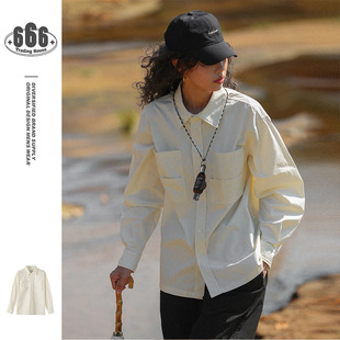 RETROMIND国潮小众设计感衬衫男女情侣上衣宽松全棉长袖衬衣3032-阿里巴巴