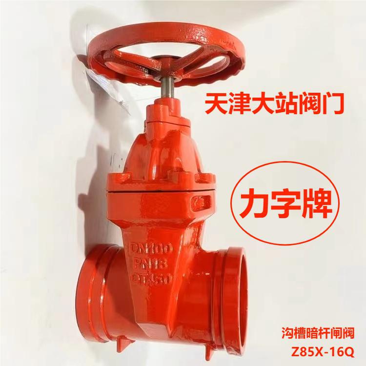 天津大站力字牌阀门Z85X-10/16Q铸铁沟槽暗杆闸阀消防管道卡箍阀-阿里巴巴