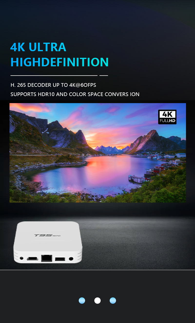 T95 mini 机顶盒Android电视盒 4K高清网络电视机顶盒H313 TVBOX-阿里巴巴