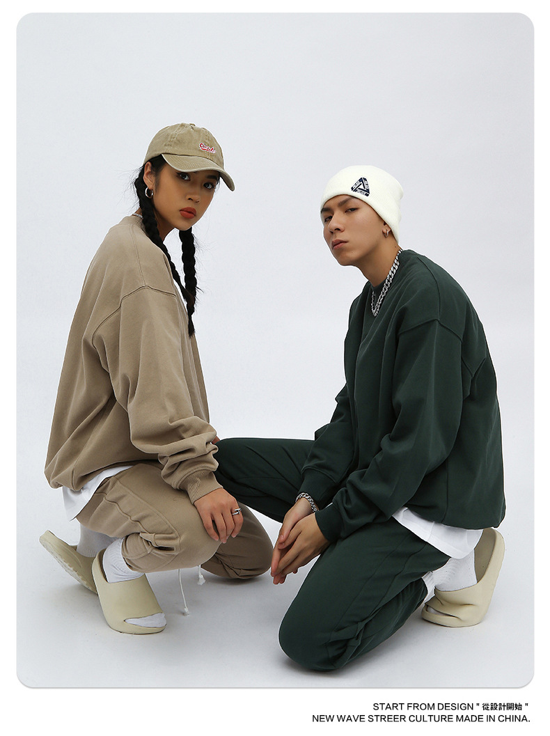 RFSD男装|2023秋冬新款420g克重磅毛圈美潮高街宽松圆领纯色卫衣-阿里巴巴