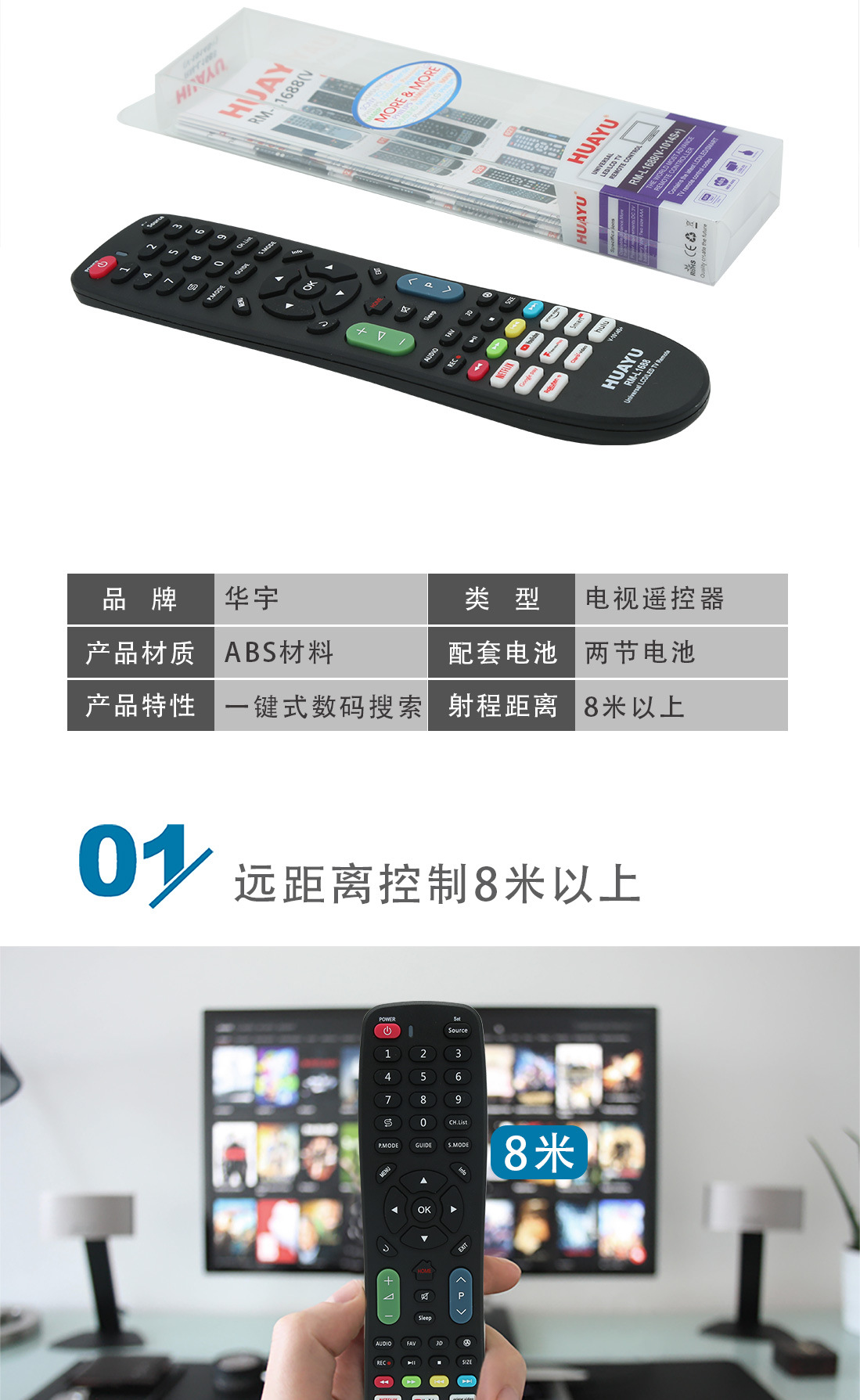 液晶电视遥控器 带NETFLIX等快捷键 设置简单 英文出口 RM-L1688-阿里巴巴