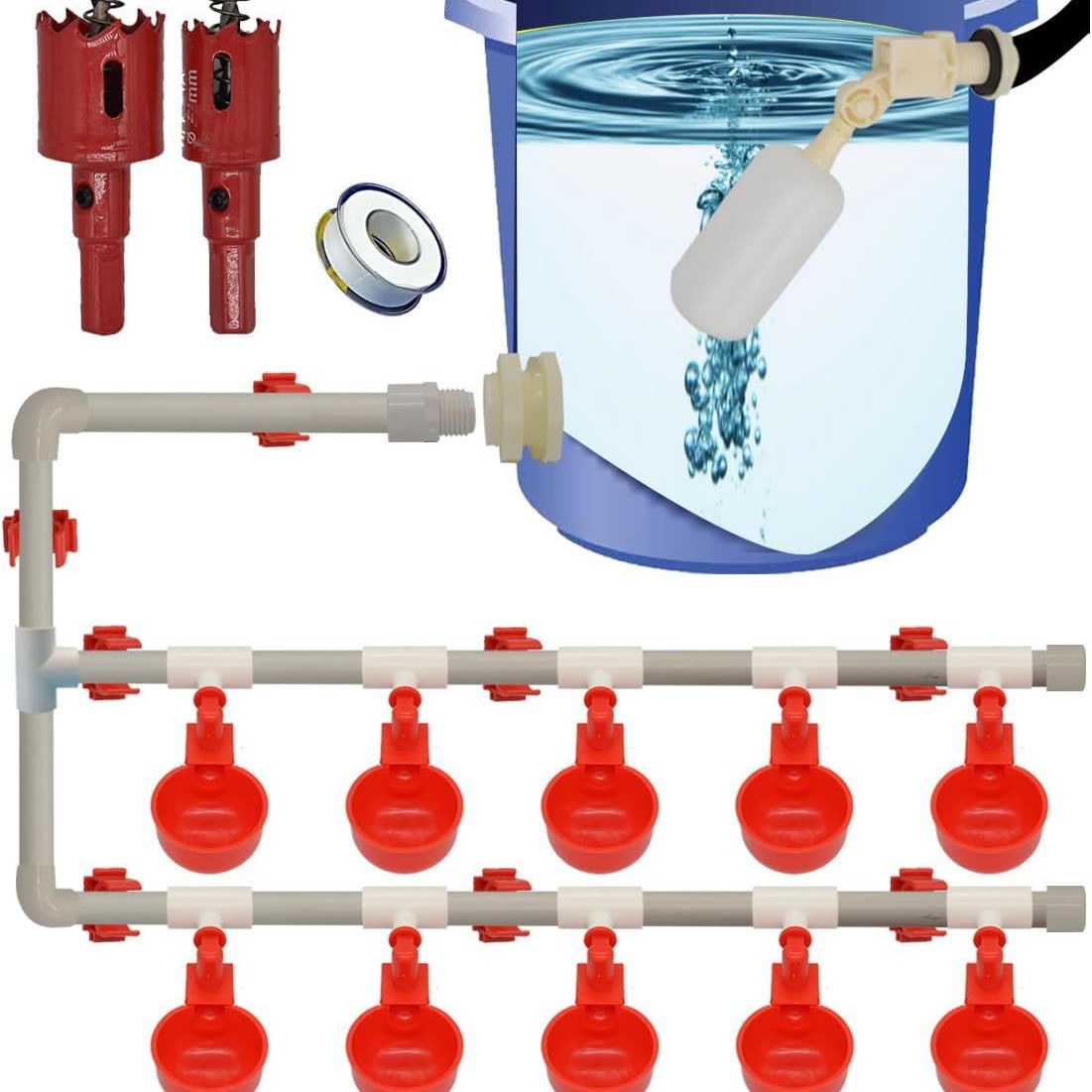 Full Set Of Pipe Automatic Feeding Chicken Pacifier Water Cup And PVC ...