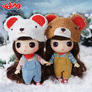 ddung冬己18cm背带熊换装娃娃迷糊可爱女孩萝莉娃娃挂件公仔-阿里巴巴