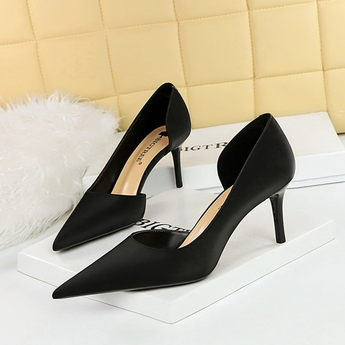 3226-A2 Korean Edition Simple High Heel Thin Heel Shallow Notched ...