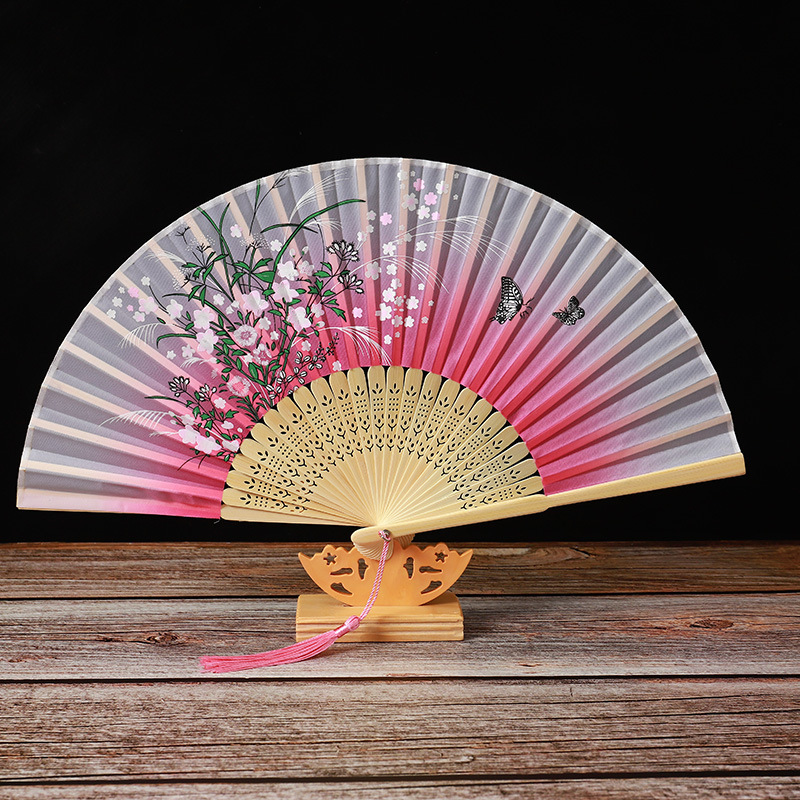 bamboo qualitative two antique green folding fan smiled fan children ...