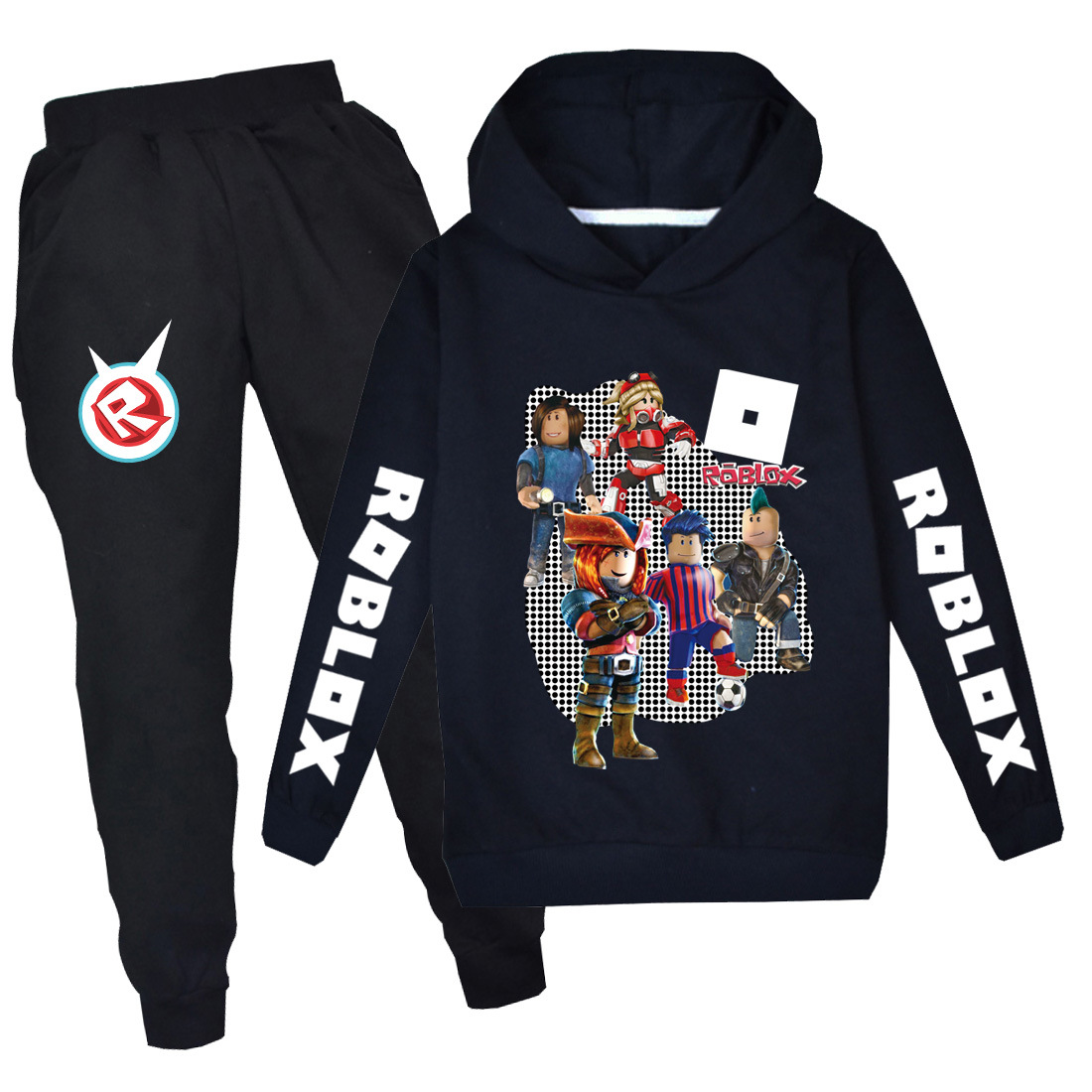 ROBLOX男女童套装春秋新款中大童连帽卫衣+休闲长裤 CT2191-阿里巴巴