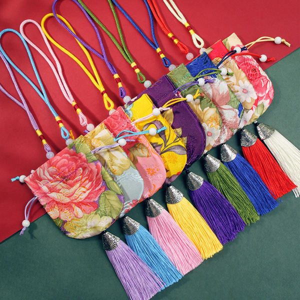 Sweet Purse pouch lucky sachets empty bag with pouch peony tassel ...