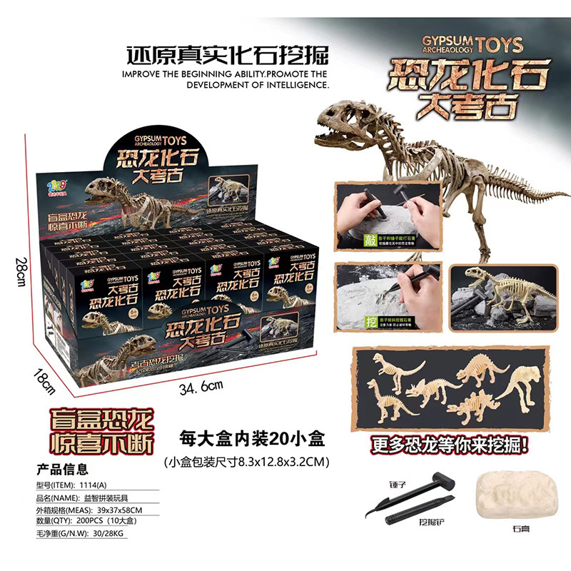 盲盒化石挖掘 恐龙化石 古代货币 寻宝藏模拟考古体验 石膏套装-阿里巴巴