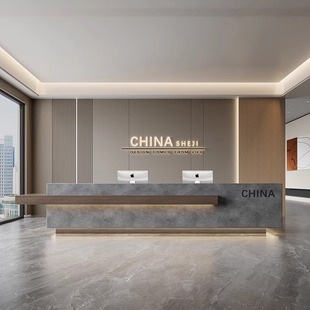 简约现代公司前台酒店吧台宾馆售楼部大厅接待台养生馆收银台柜台-阿里巴巴