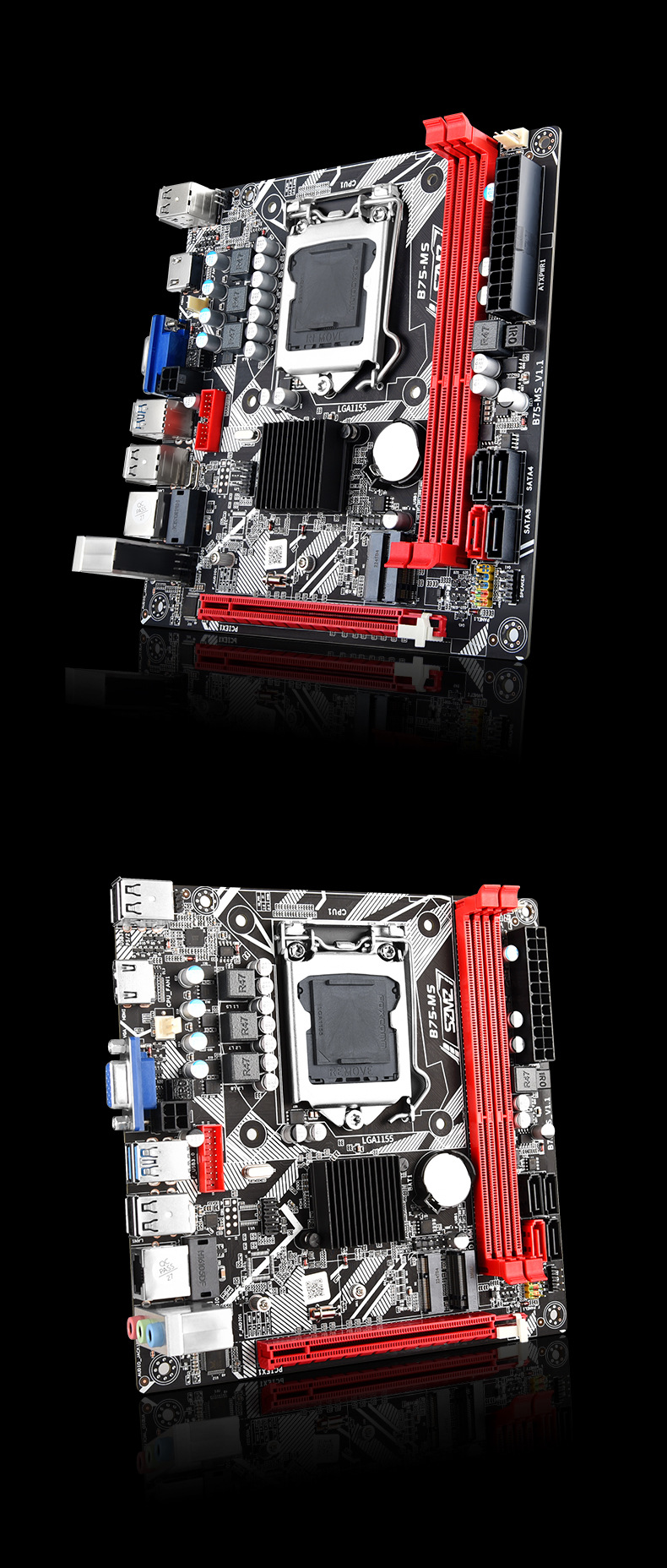 铭至B75-MS主板台式机家用办公小板DDR3内存LGA 1155支持WIFI-阿里巴巴