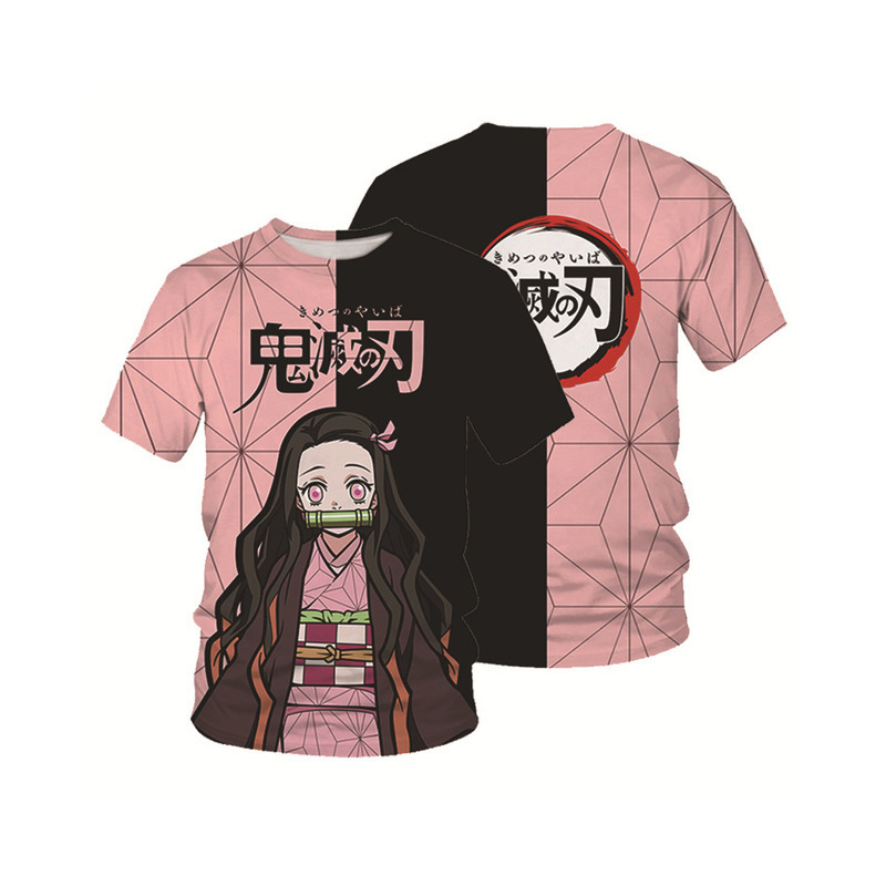 新款外贸男装女装童装3DT恤动漫日漫鬼灭之刃T恤3D数码印花短袖-阿里巴巴