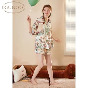 Gukoo/果壳同款睡衣女士短袖套装夏季凉感少女小鹿斑比卡通家居服-阿里巴巴