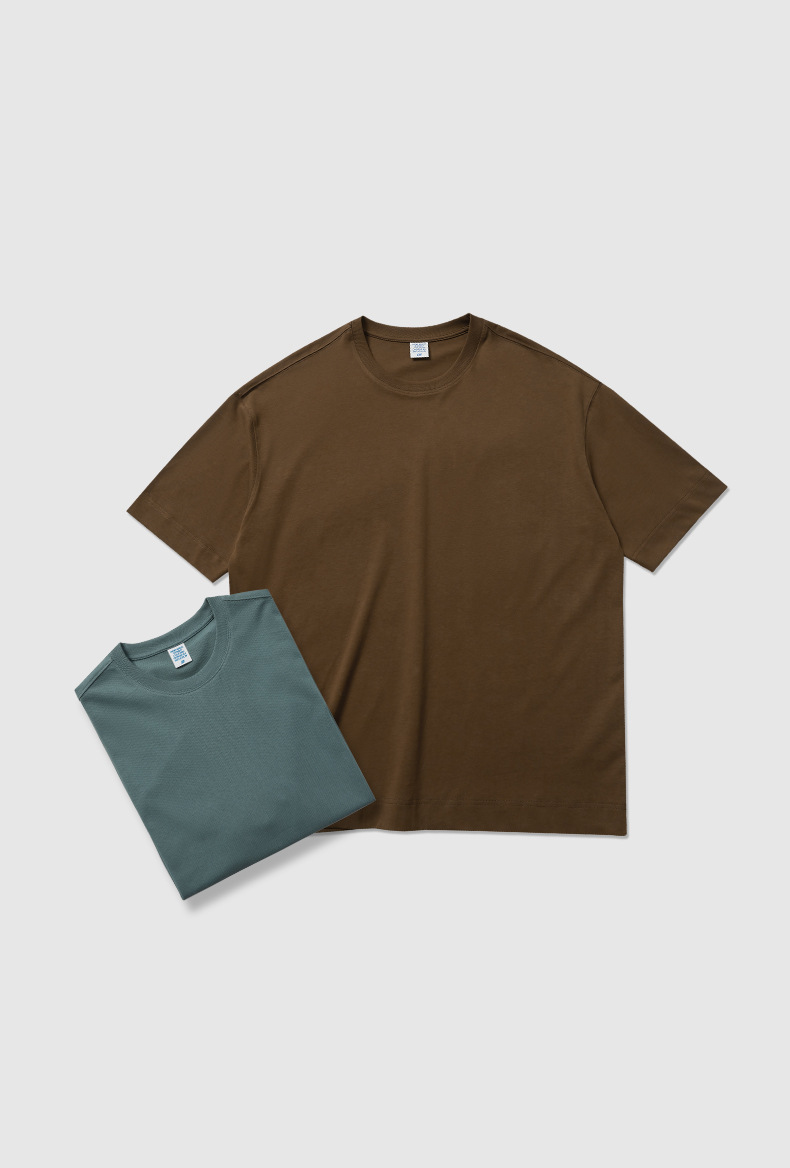 捷展男装|265G宽松短袖2025夏季精梳棉大地色FOG潮牌T恤2.0优化版-阿里巴巴