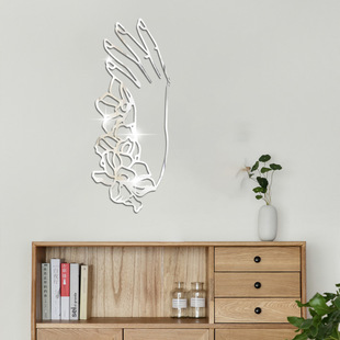 JM1003手拿玫瑰亚克力镜面墙贴卧室客厅电视背景墙创意个性墙贴纸-阿里巴巴