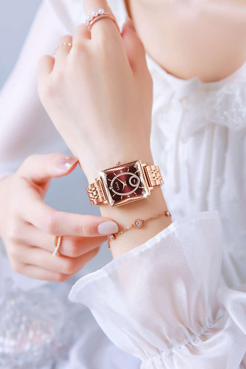 拉宝丽/labaoli轻奢气质女表独立秒盘方形女士石英表镶钻款LA281-阿里巴巴