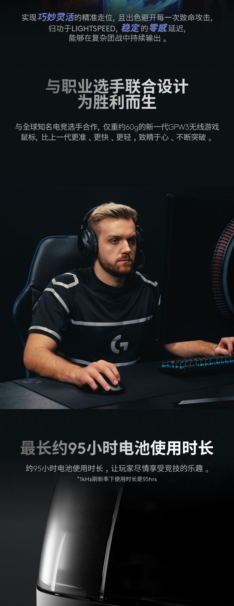 罗技GPW3代无线游戏鼠标gpw2代升级狗屁王3代电竞游戏LOL吃鸡-阿里巴巴