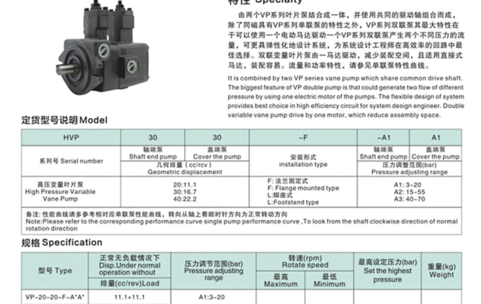特价低压变量叶片泵VP-20-FA3 液压泵总成VP-30-FA3 VP变量叶片泵-阿里巴巴