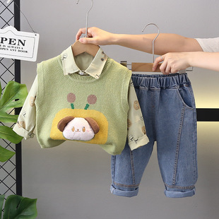 男童秋装套装儿童2024新款婴儿孩子宝宝春秋季卡通洋气童装三件套-阿里巴巴