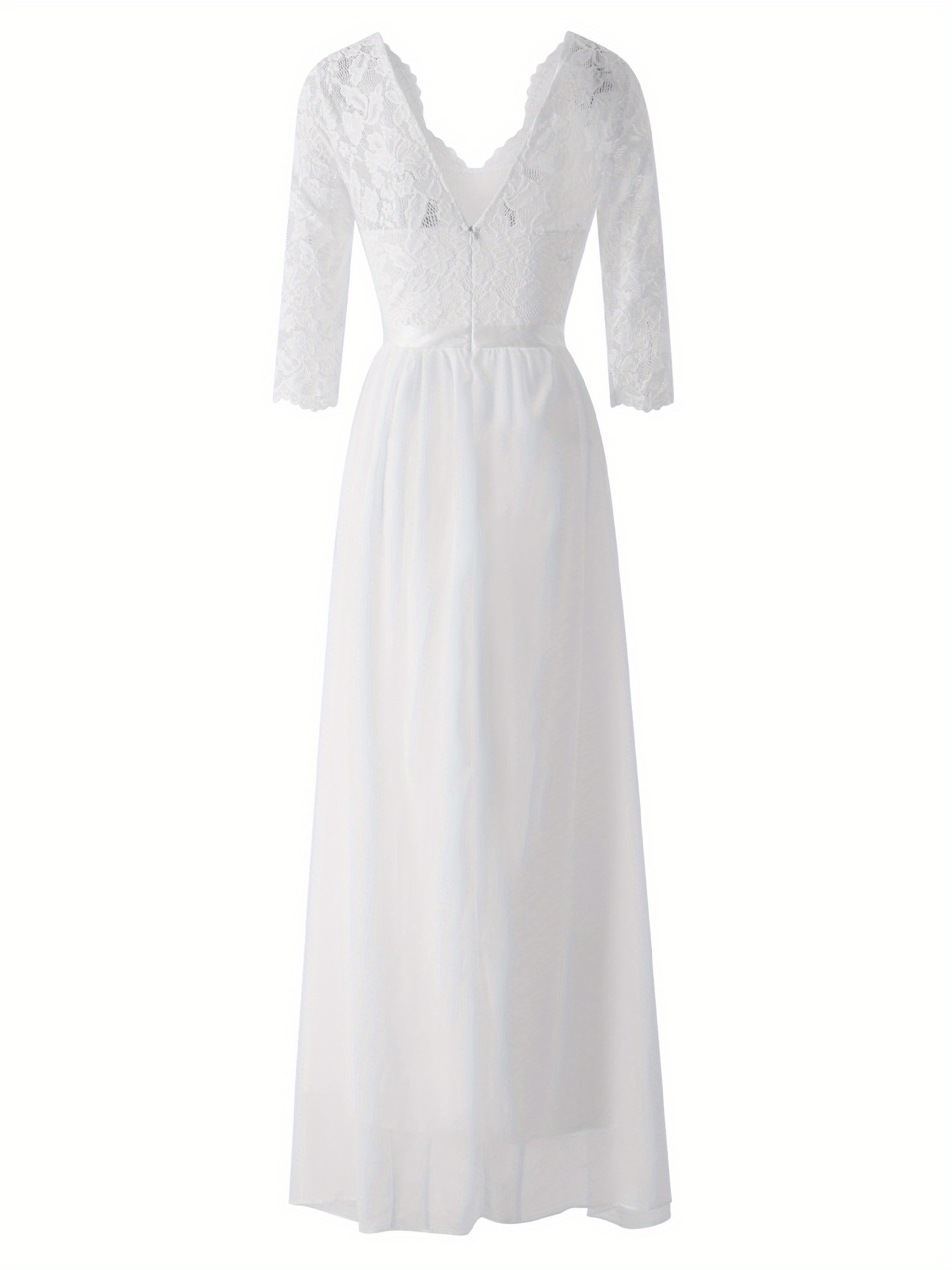 Elegant Women's Black Lace V Neck Dress Mid Sleeve Backs-阿里巴巴