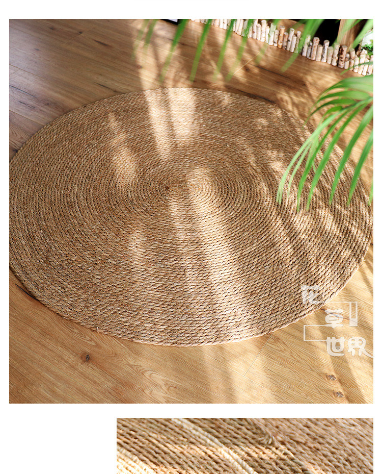 北欧藤编蒲草草绳编织地毯地垫轻奢风服装店客厅卧室装饰摄影垫子-阿里巴巴