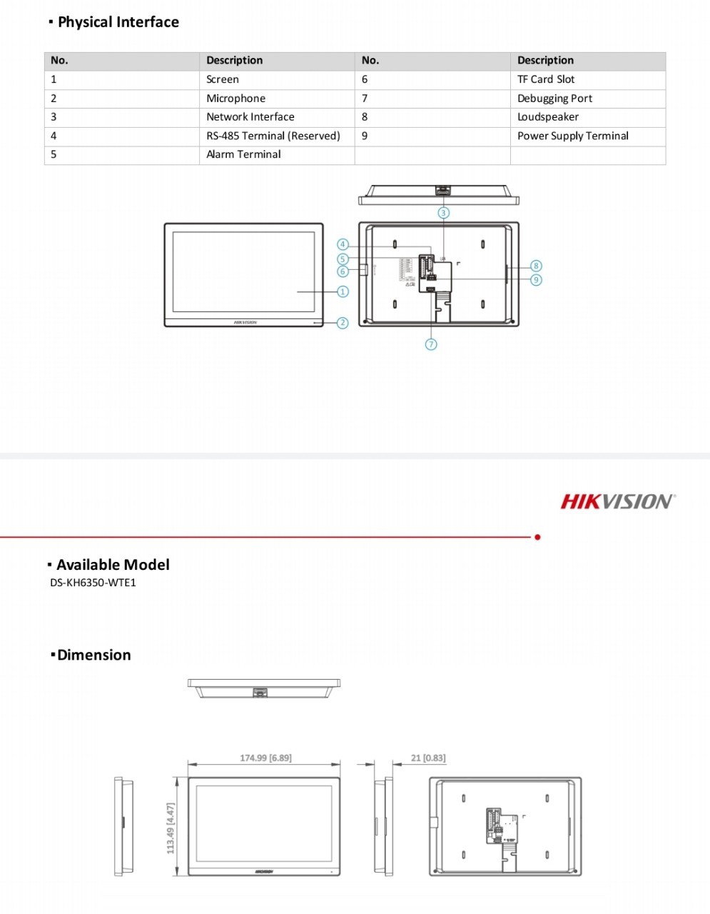 HIKVISION DS-KH6350-WTE1海康威视英文版可视对讲indoor station-阿里巴巴