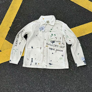 GALLERY DEPT .EP JACTET抹脏泼墨美式高街潮流水洗做旧牛仔外套-阿里巴巴