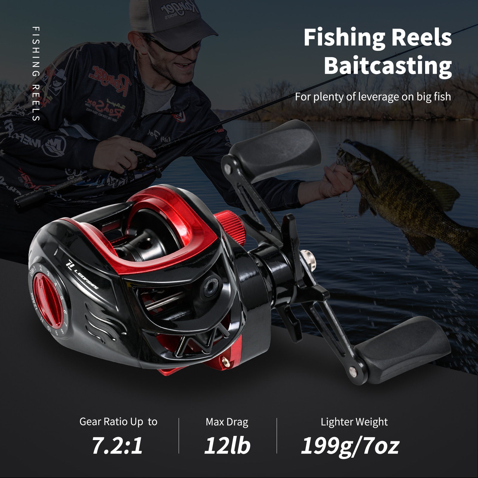 LEO/乐欧 28301【AS亮黑色水滴轮】筏轮枪柄路亚轮泛用鱼线轮渔具-阿里巴巴