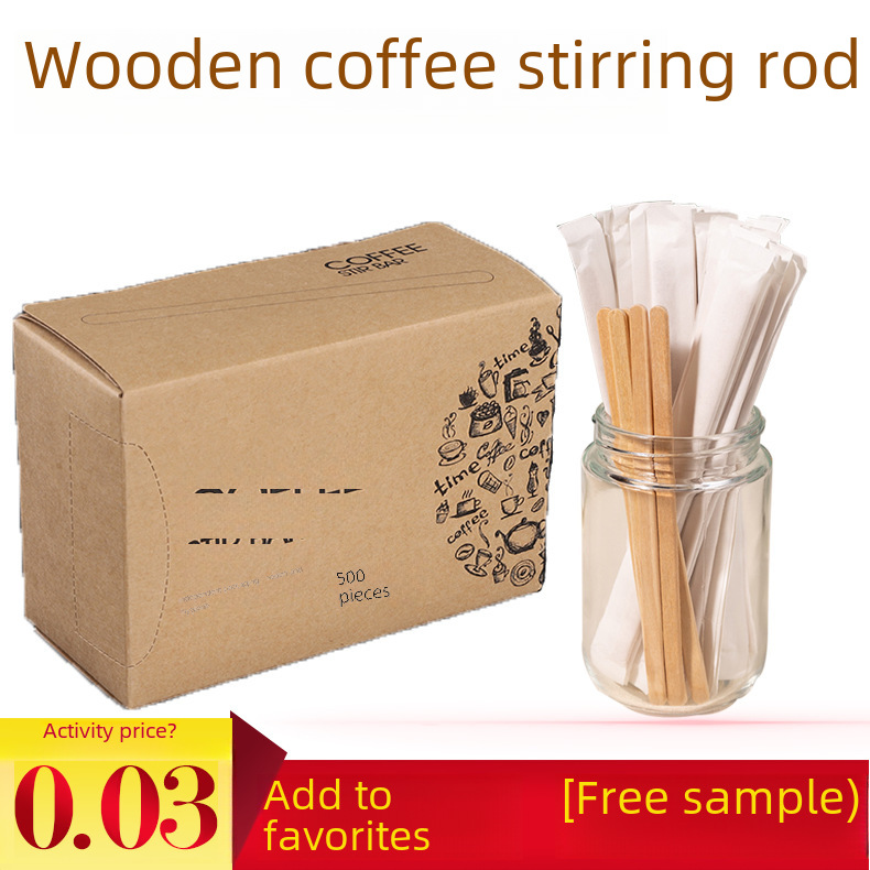 Wooden Coffee Mixing Stick Disposable Milk Tea Birch Round Head Small ...