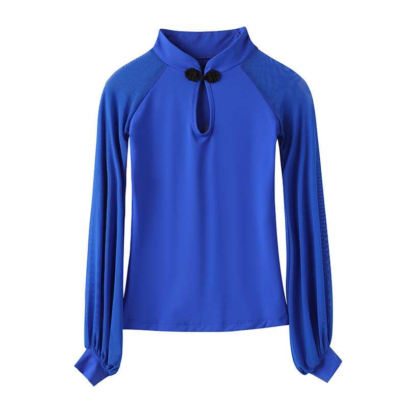 Women girls black red royal blue Latin ballroom dance tops female ...