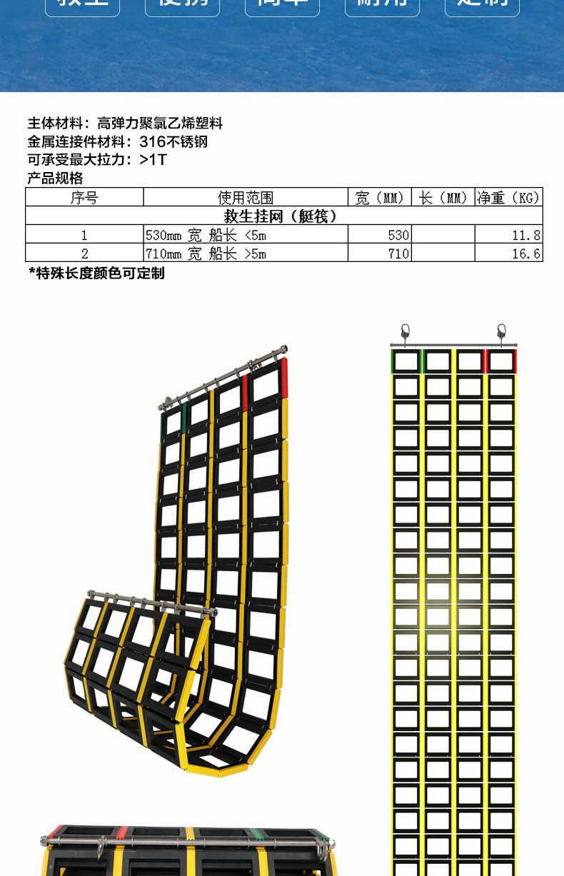 艇用救生挂网救生框JASON'S CRADLE可安装于小艇舷侧防护装备-阿里巴巴
