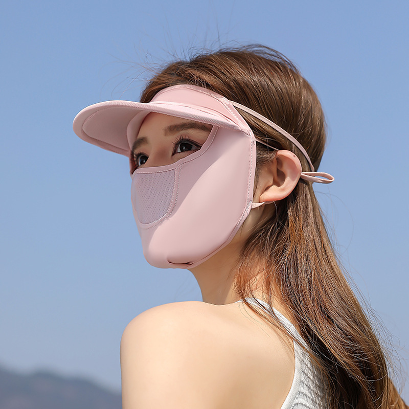 Sunscreen Mask Covering Face Ice Silk Sunscreen Mask Women's Hat Brim ...