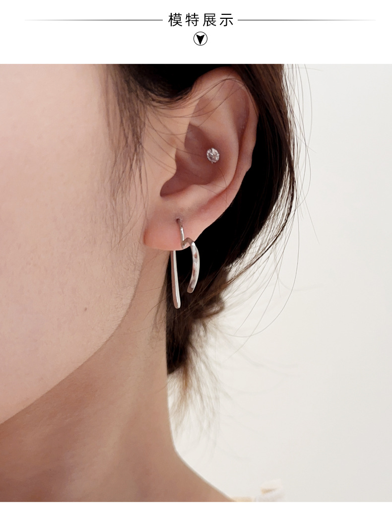 925纯银爱心后挂式耳环简约超仙甜美少女心气质一款两戴耳钉E0657-阿里巴巴