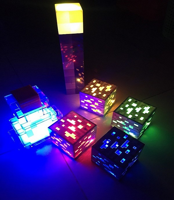 Minecraft Torch我的世界游戏周边LED氛围夜灯火炬火把矿石变色瓶-阿里巴巴