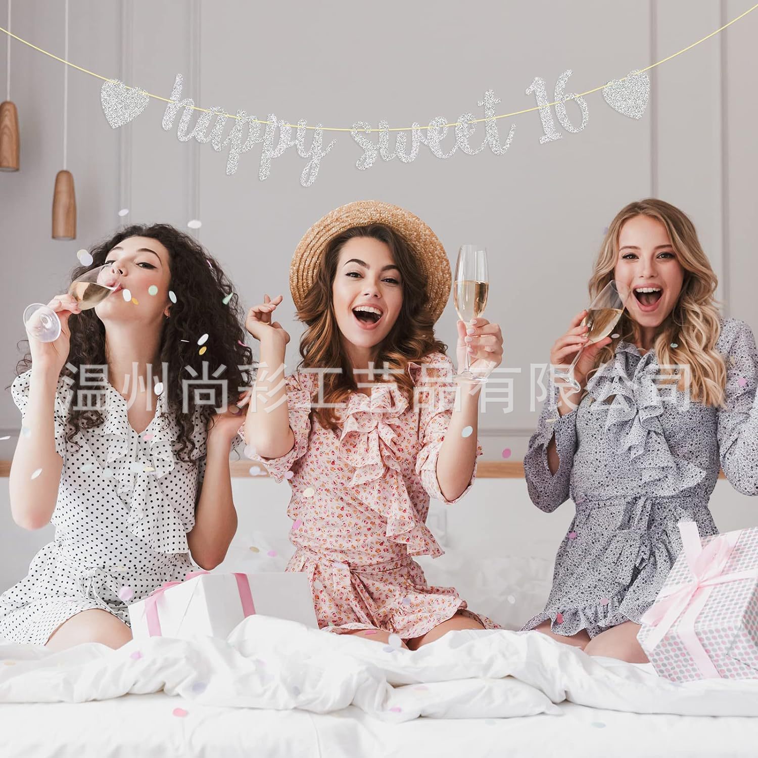现货happy sweet 16生日主题拉旗 16岁生日派对闪粉拉花装饰横幅-阿里巴巴