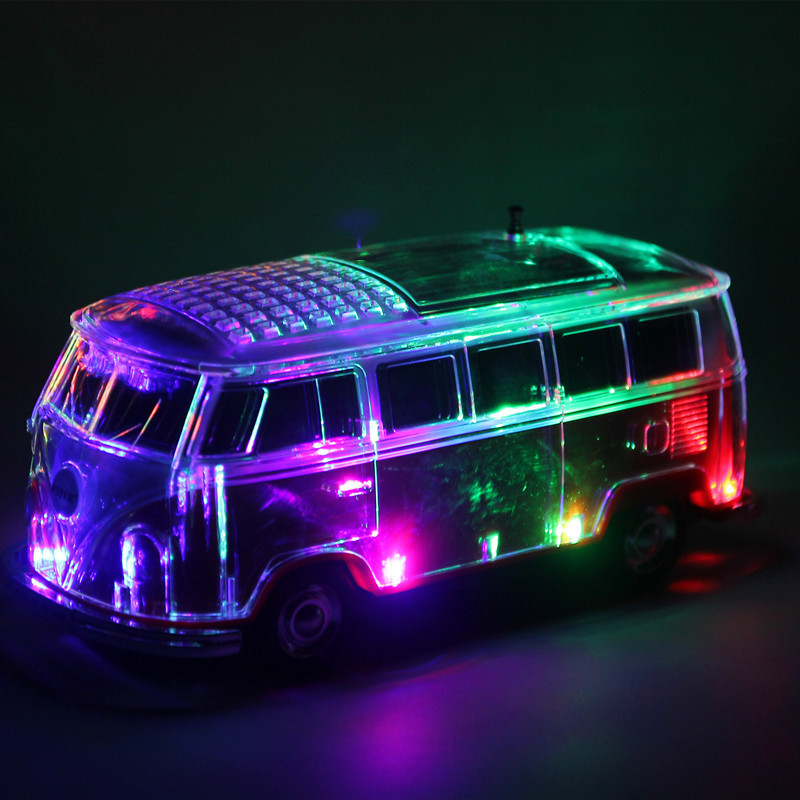 WS267巴士七彩灯水晶车模蓝牙音箱双喇叭低音炮小音响car speaker-阿里巴巴