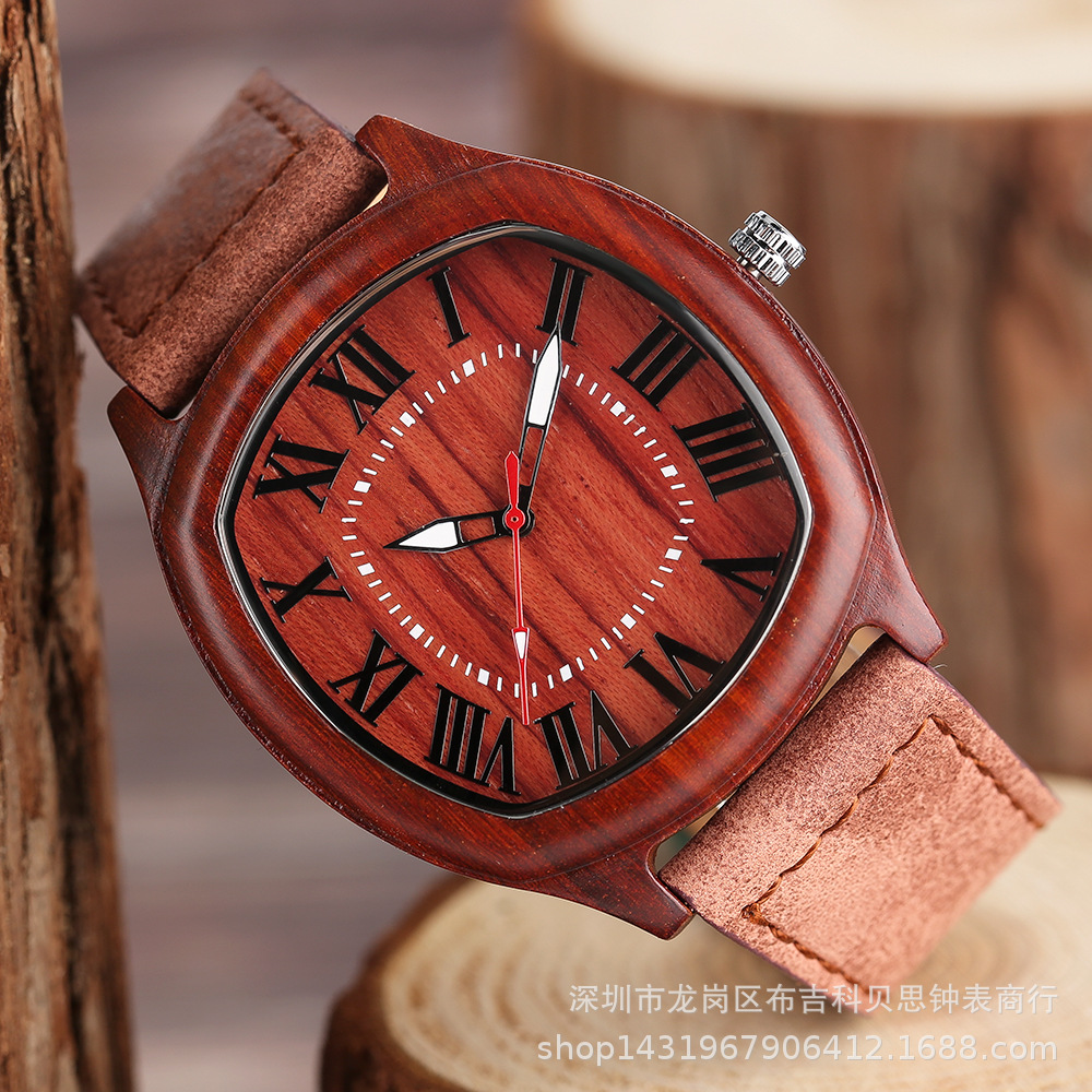 2021新款男士手表 创意复古方形休闲石英木质手表 工厂现货直销-阿里巴巴