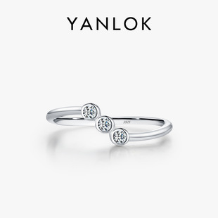 YANLOK莫桑钻戒指s925银Chic风设计感不规则闪亮排钻戒指食指戒女-阿里巴巴