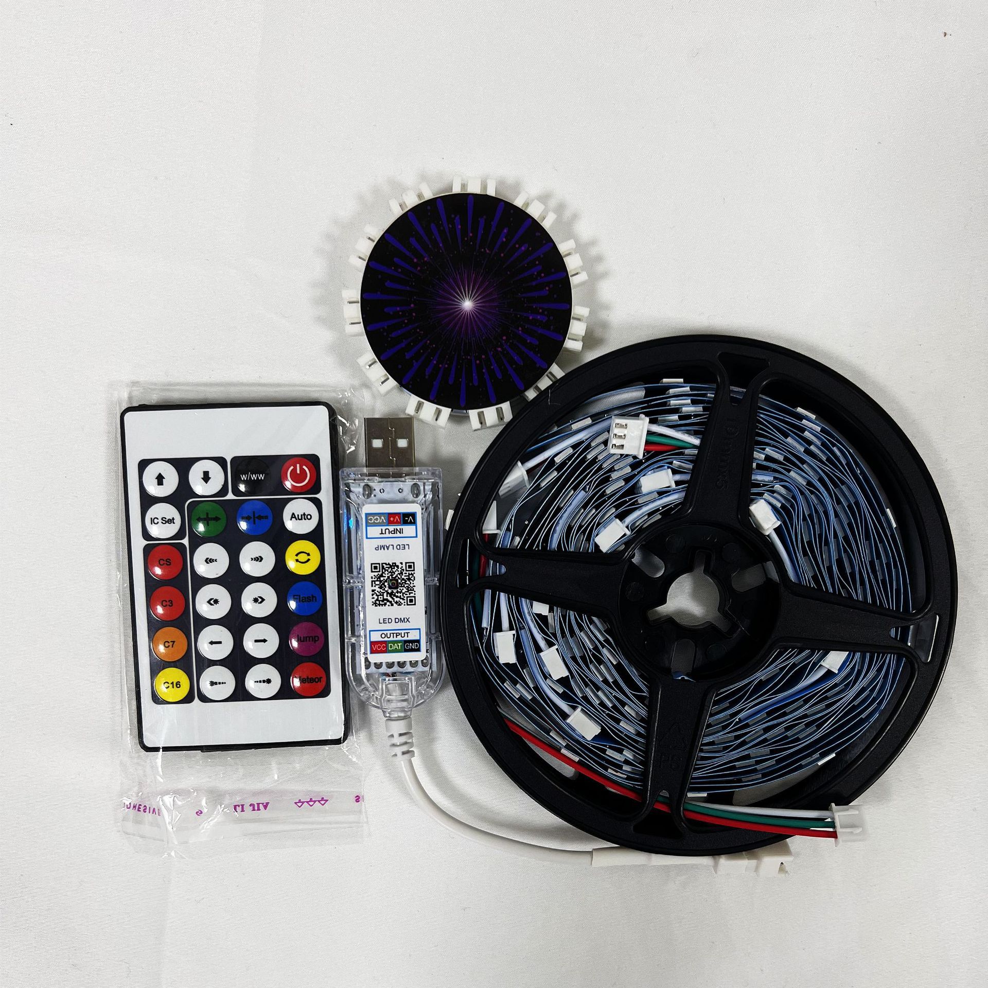 烟花灯蓝牙声控USB流水幻彩灯带装饰5V 灯带自粘LED跑马炫彩套装-阿里巴巴