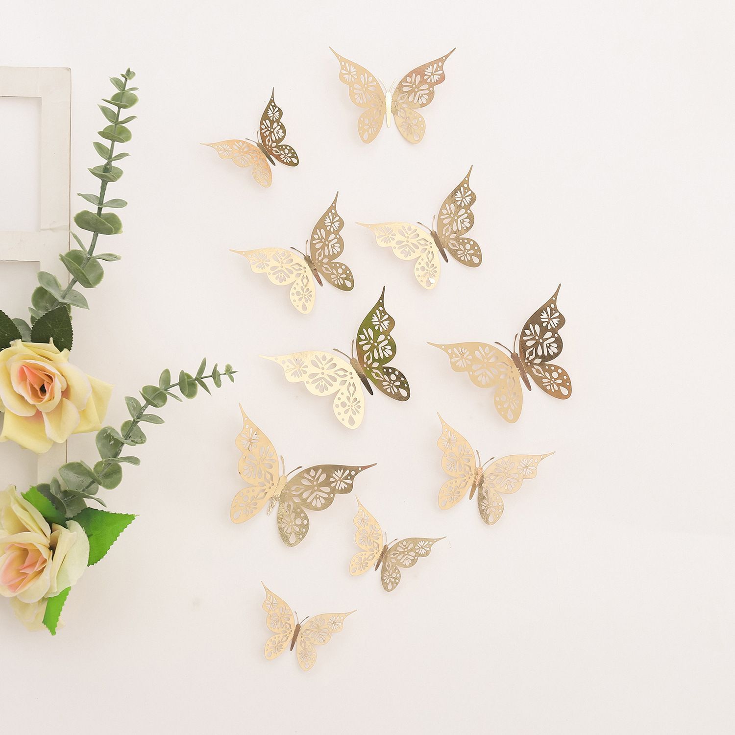 LK04十色纷飞镂空蝴蝶家居房间装饰节庆派对布置卡纸镂空立体蝴蝶-阿里巴巴