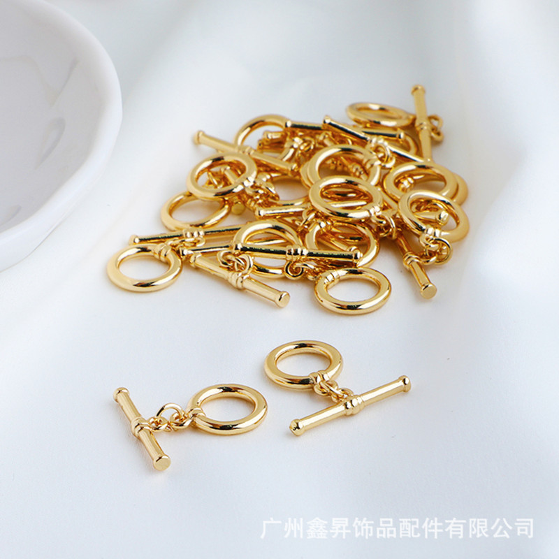 14k包金保色OT扣手项链批花收尾扣光面麻花连接扣IQ扣diy饰品配件-阿里巴巴