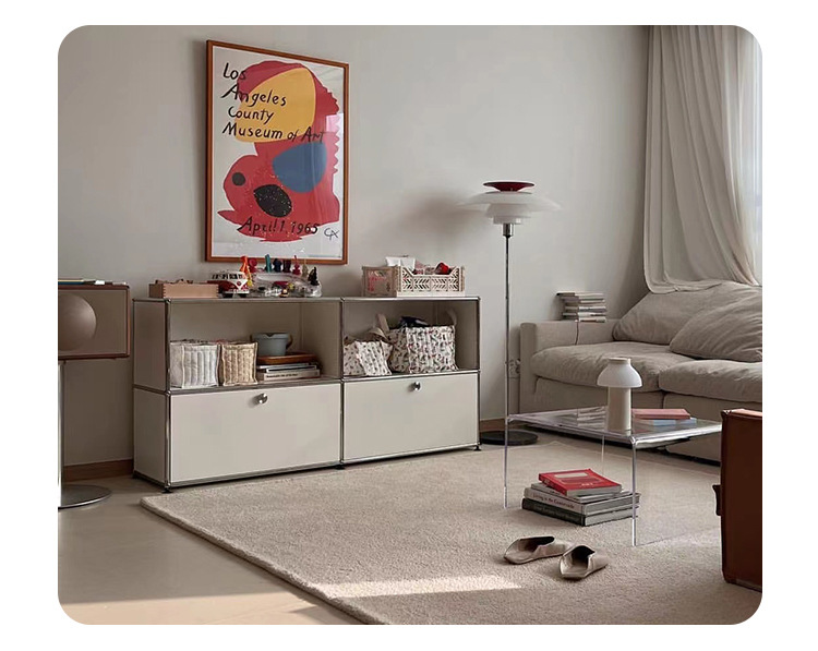 USM餐边柜中古网红ins风不锈钢储物柜斗柜置物柜电视柜书柜模块柜-阿里巴巴