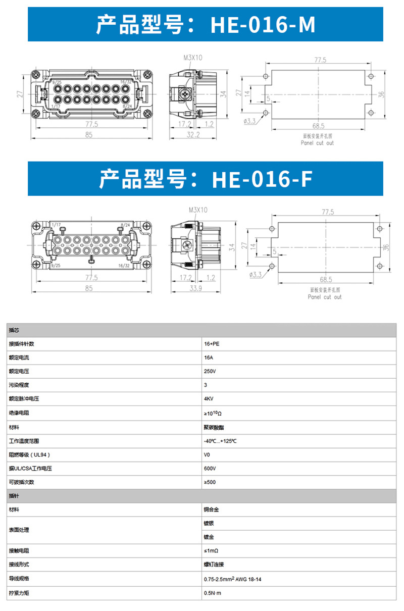 IP65工业航空插头 HDC-HE-016-3D-PG21 重载连接器 热流道接插件-阿里巴巴