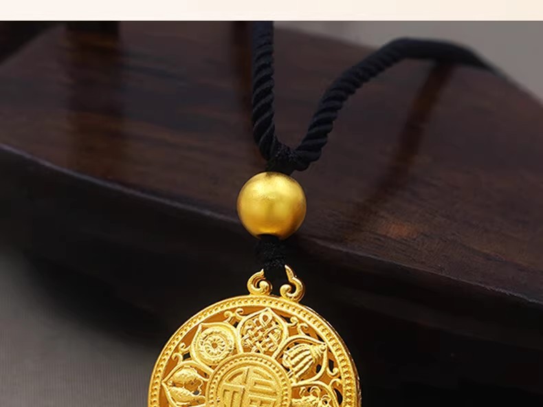 水贝黄金999足金八宝罗盘项链男女款24k纯金吊坠情人节礼物送女友-阿里巴巴