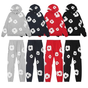 DENIM TEARS木棉花印花套装美潮时尚连帽卫衣宽松休闲卫裤-阿里巴巴