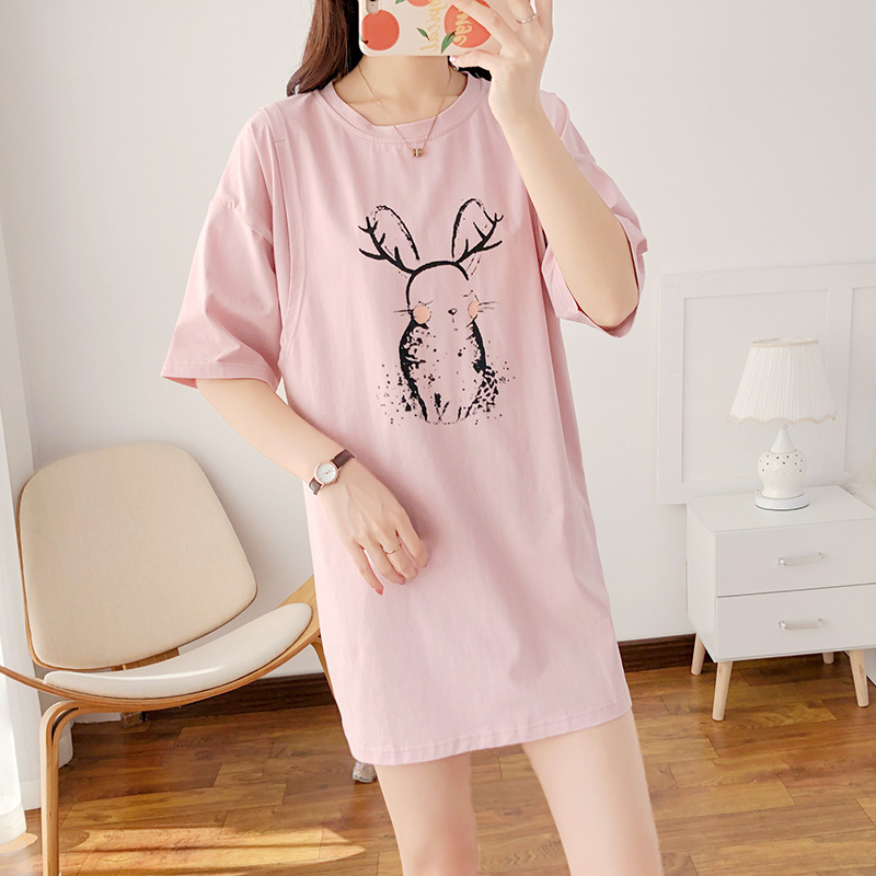 5015产后哺乳装连衣裙夏季短袖外出时尚辣妈款喂奶衣孕妇裙子-阿里巴巴